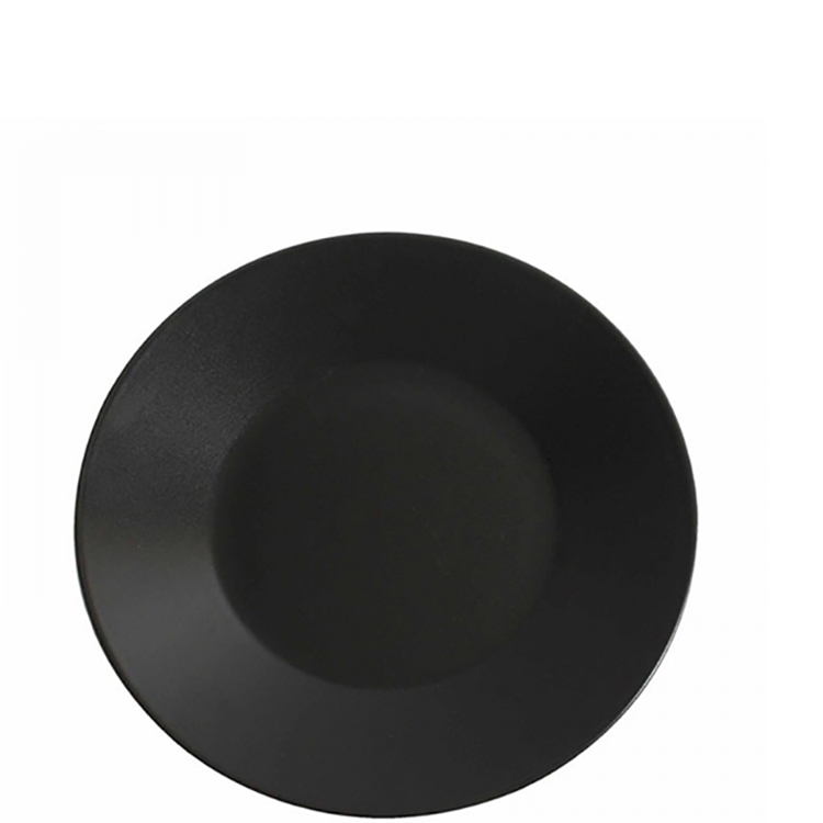 Luna Stoneware Black Wide Rim Plate 25cm - Concept Cuisine